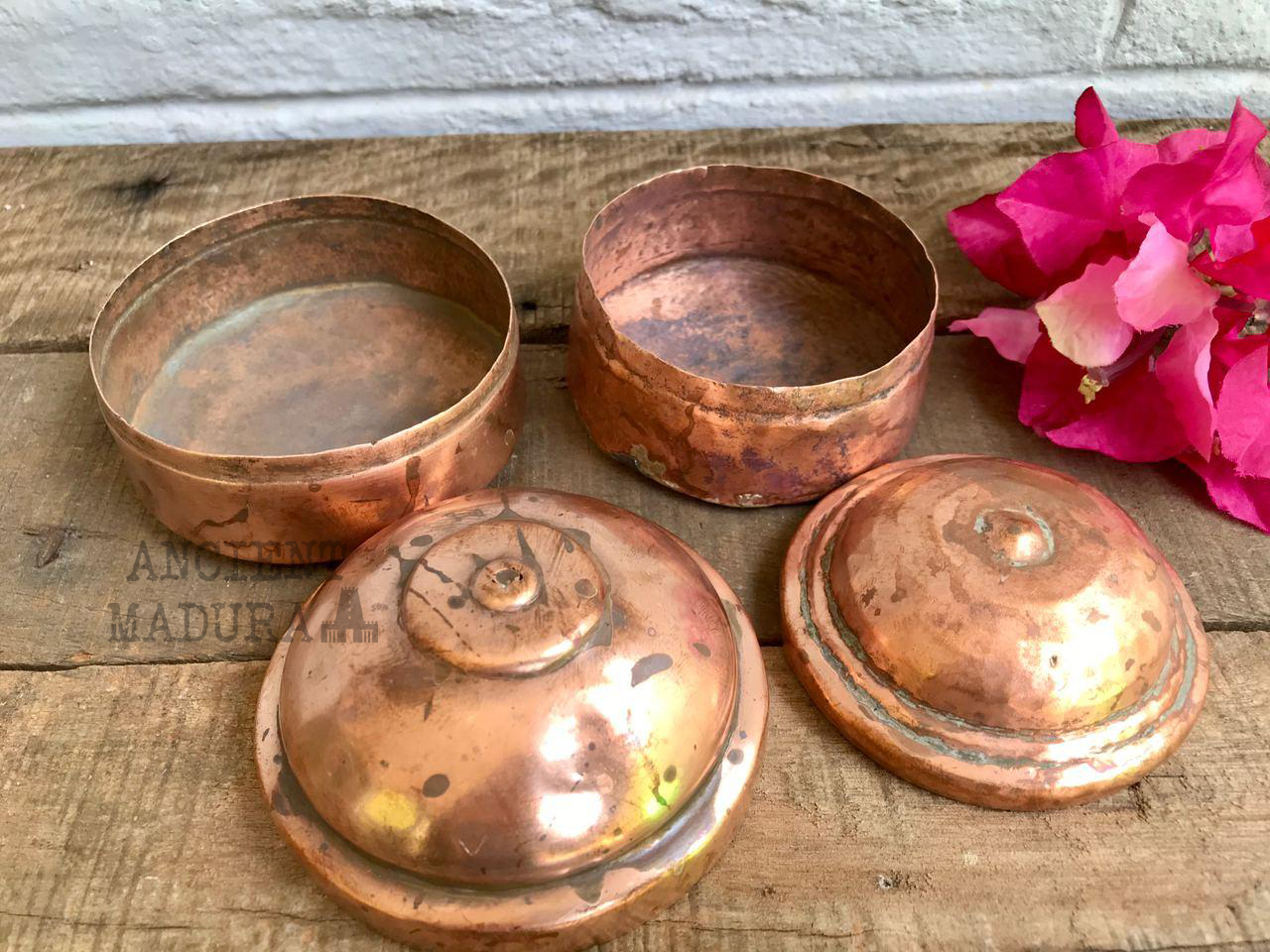 Set of 2 Copper Boxes - Ancient Madurai