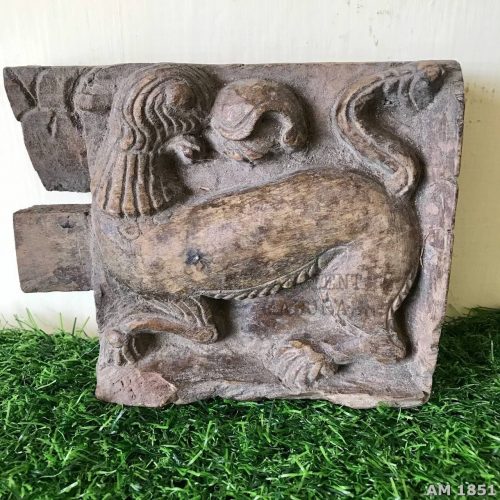 Teak Wood Yazhli Panel - Ancient Madurai